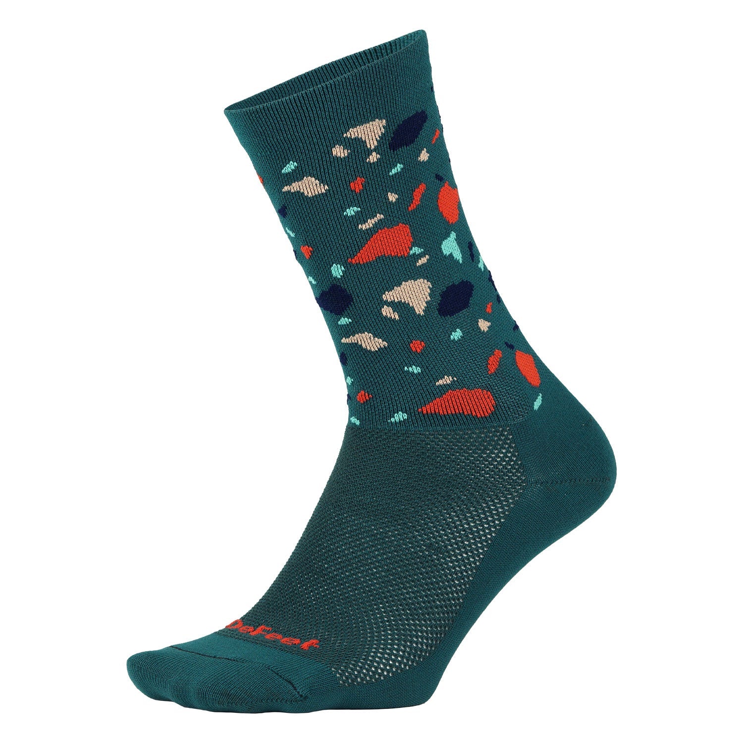 Green Patterned Crew Cycling Socks | DeFeet Aireator | Made in the USA